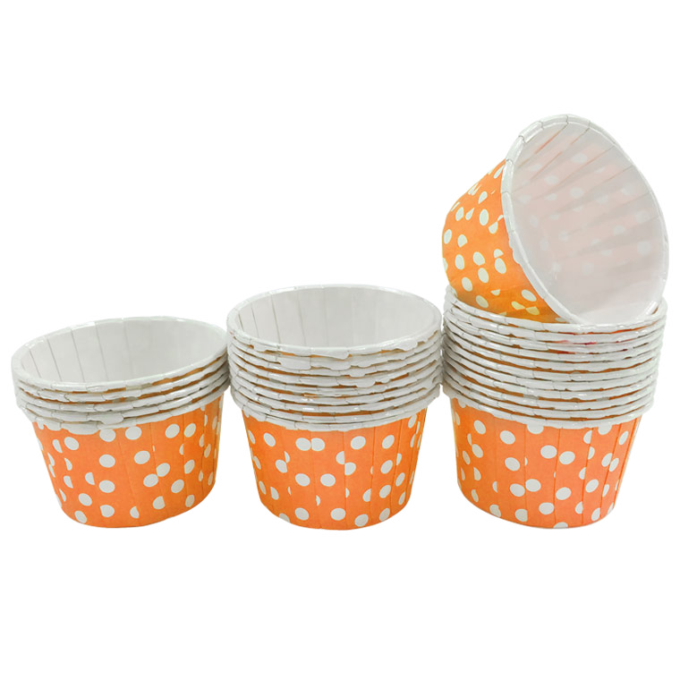 Orange with White Polka Dot 10pc Mini Paper Cups