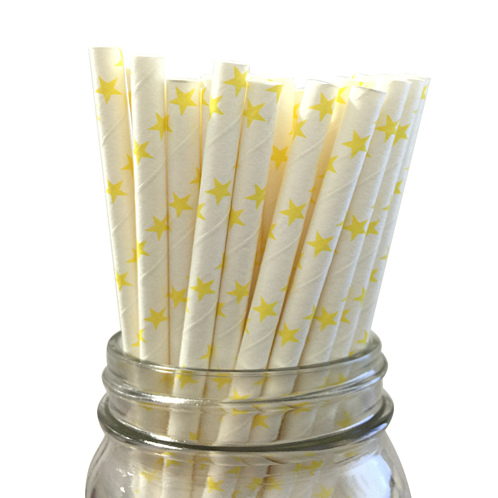 Yellow Stars 25pc Paper Straws